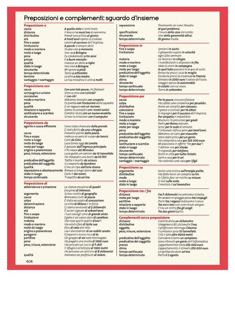 Preposizioni e Complementi | PDF