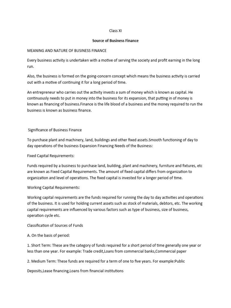 Class XI Source of Business Finance | PDF | Factoring (Finance) | Stocks