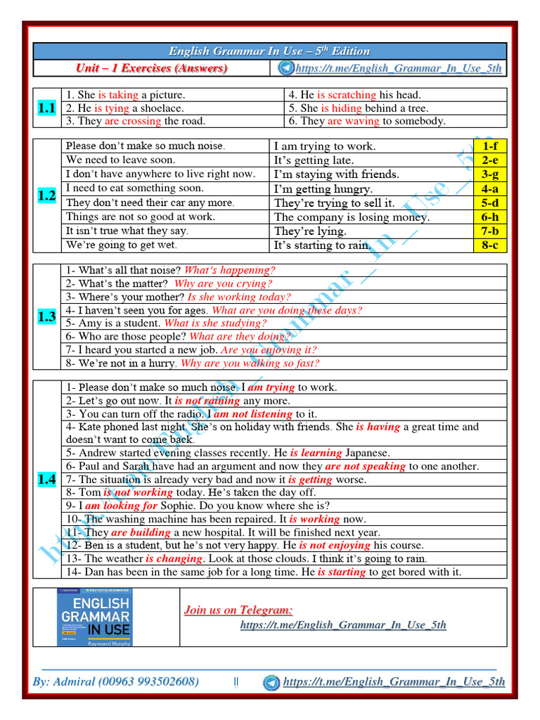 Unit 1 (Answers) | PDF