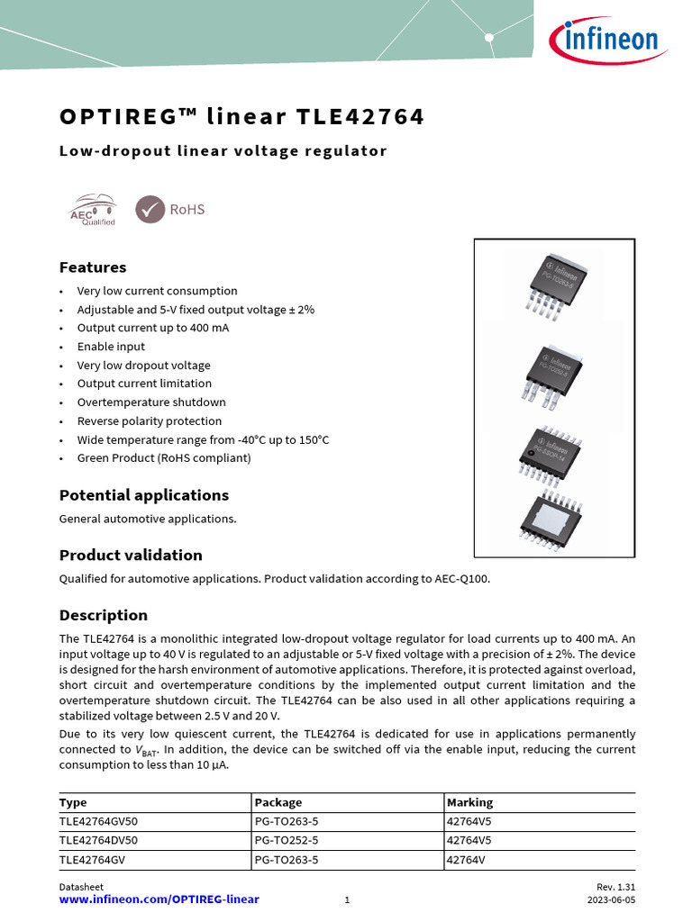 Infineon TLE42764 DataSheet v01 31 EN-3363939 | PDF | Capacitor | Rectifier