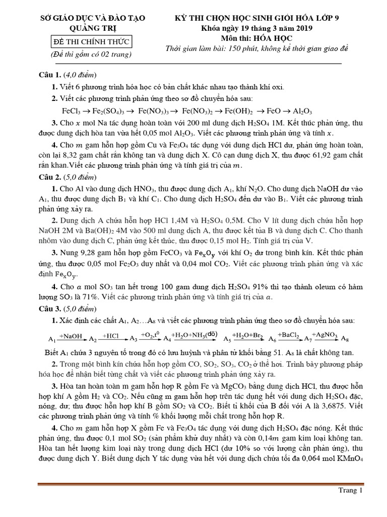 25 de Thi HSG Hoa 9 Cap Tinh Cap Huyen Co Dap An | PDF