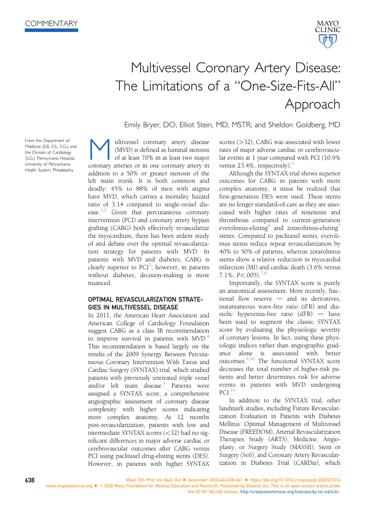 Multivessel CAD | PDF | Coronary Artery Bypass Surgery | Percutaneous ...