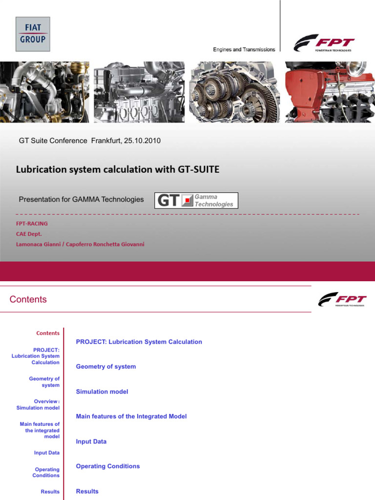 Lubrication System Calculation With GT-SUITE - Gamma Technologies | PDF ...
