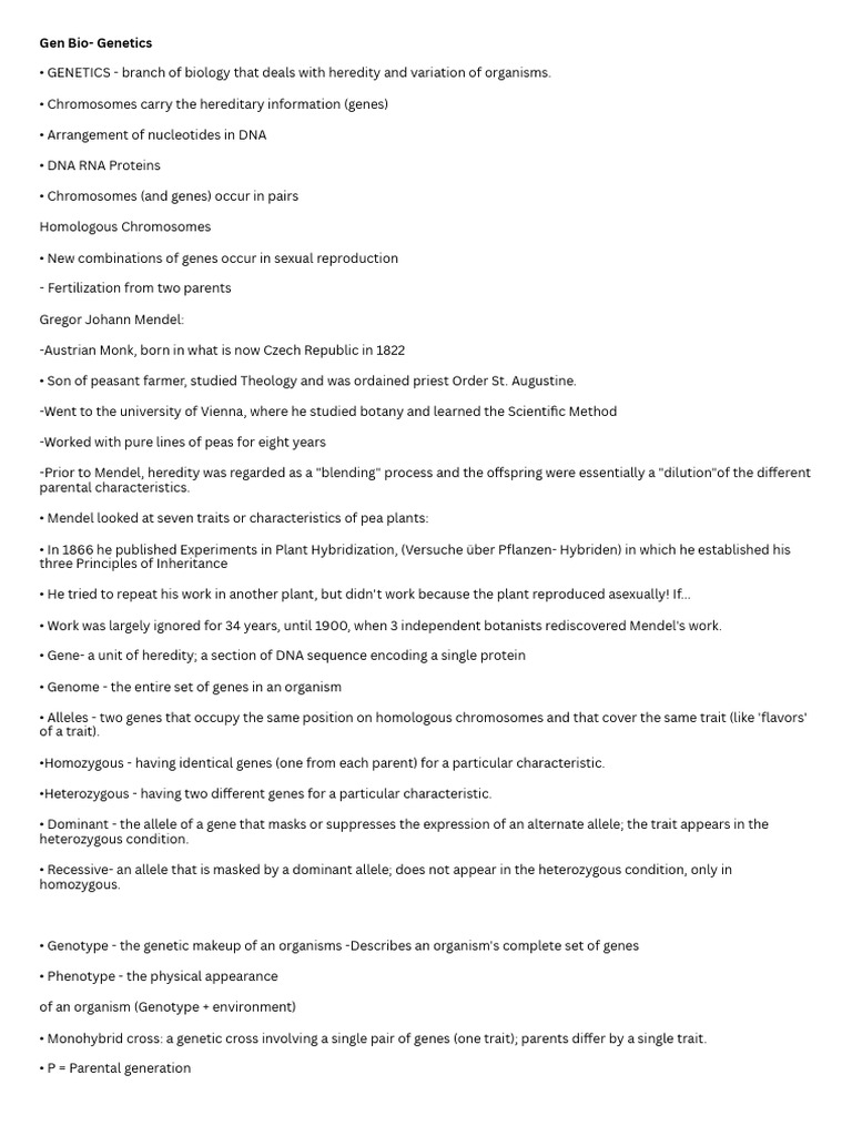 GENETICS - Branch of Biology That Deals With Heredity and Variation of Organisms. - 20240215 ...