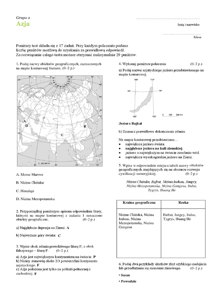 Geografia Klasa 8 Azja | PDF