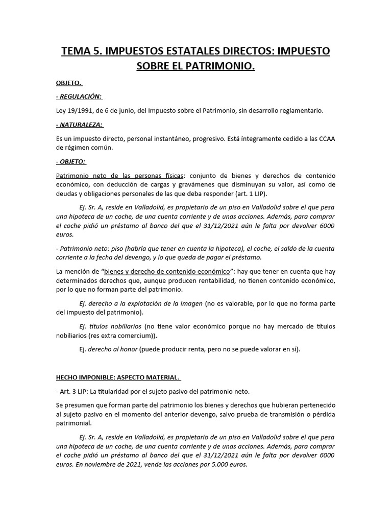 TEMA 5 (FINAN) | PDF | Impuestos | Bienes (Ley)