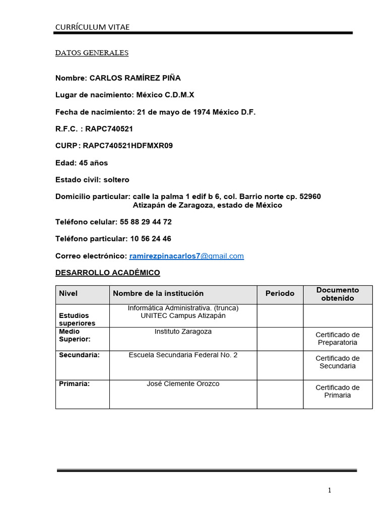 Formato Curriculum | PDF | México | Economias