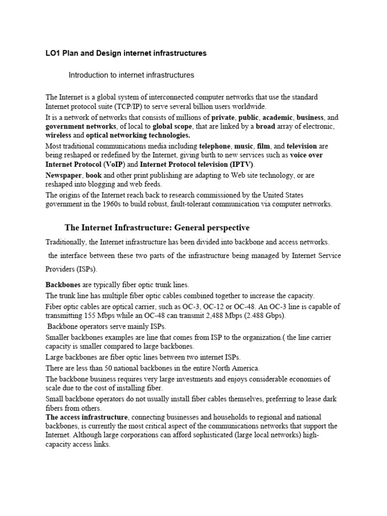 LO1 Plan and Design Internet Infrastructures by Bura | PDF | Internet | Computer Network