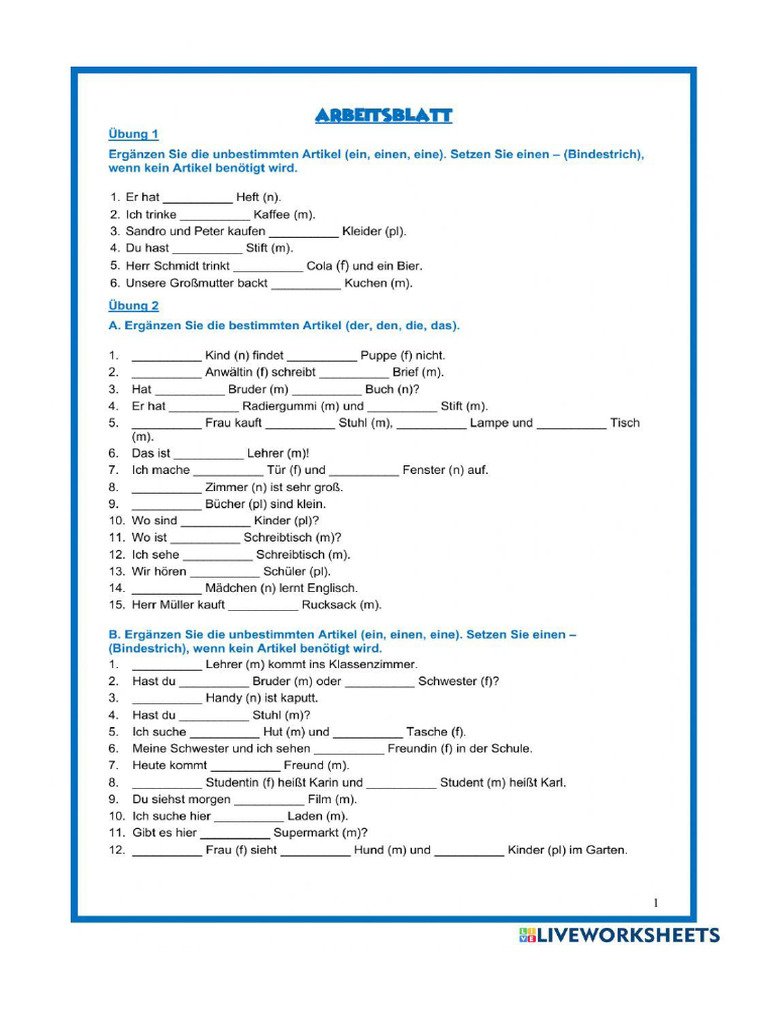 un-, bestimmter Artikel a1 | PDF
