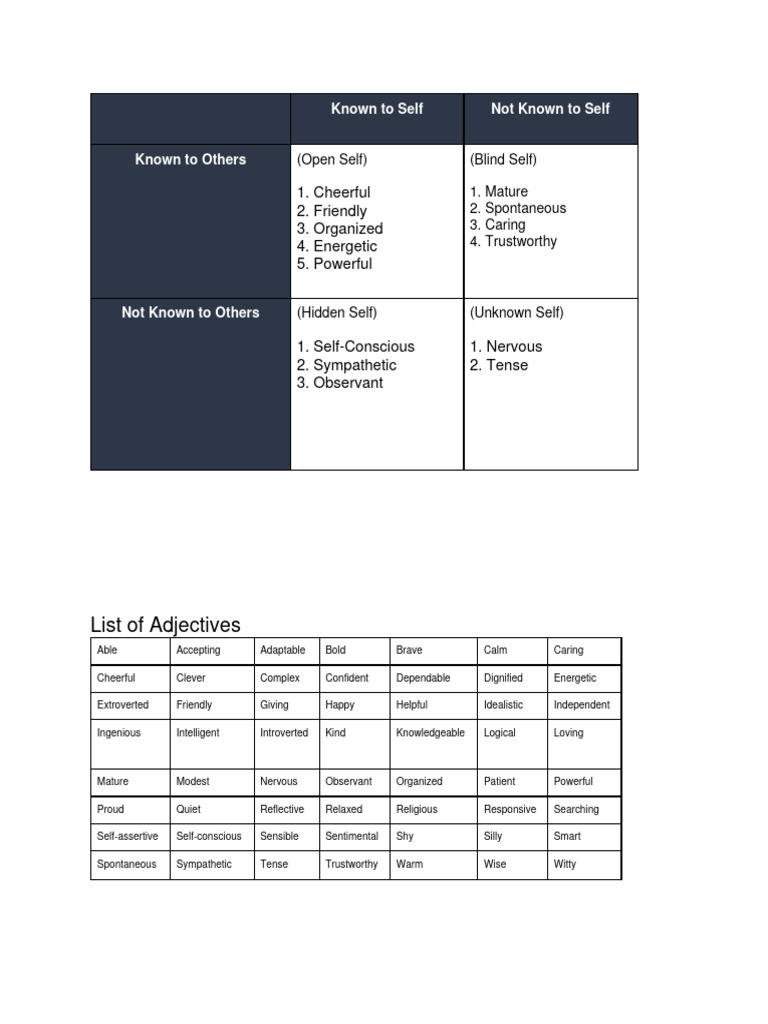 Activity 1-Johari Window | PDF