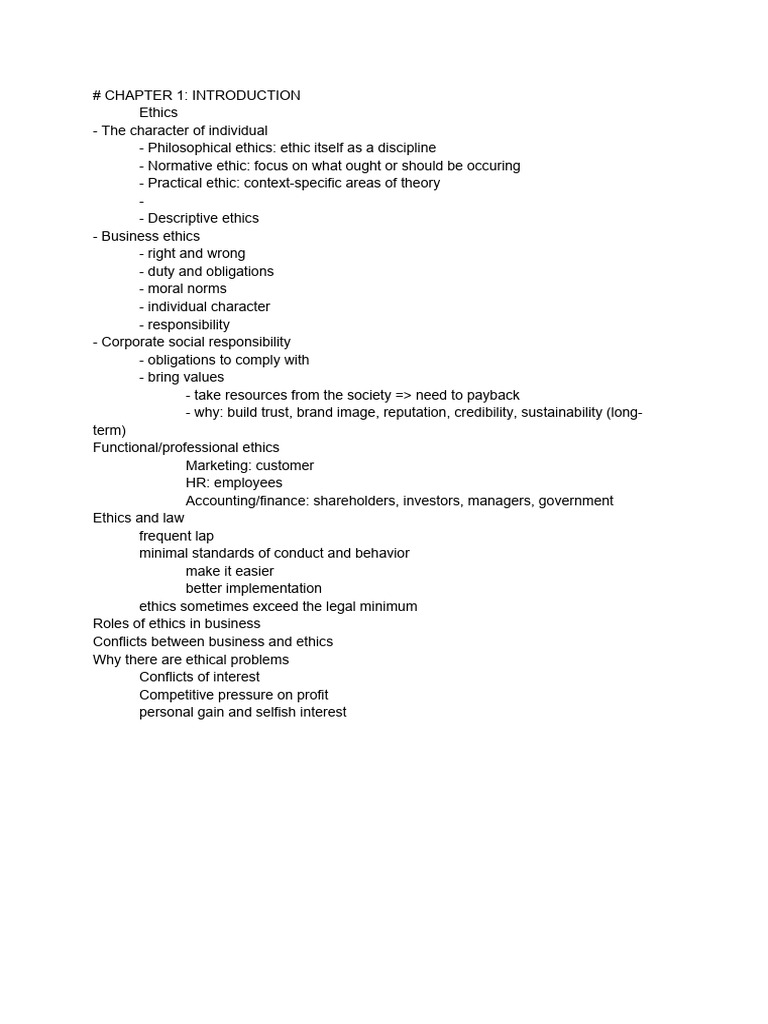 Business Ethics Class Notes 1 | PDF | Career & Growth | Self-Improvement