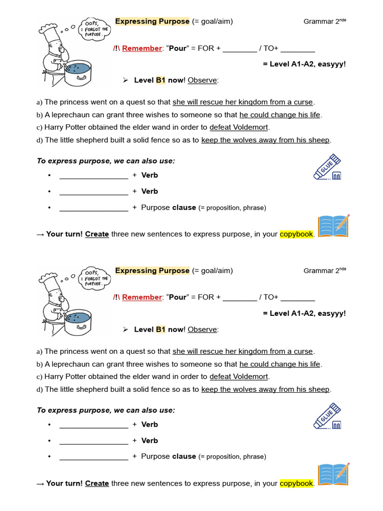 Grammar Expressing Purpose x2 | PDF