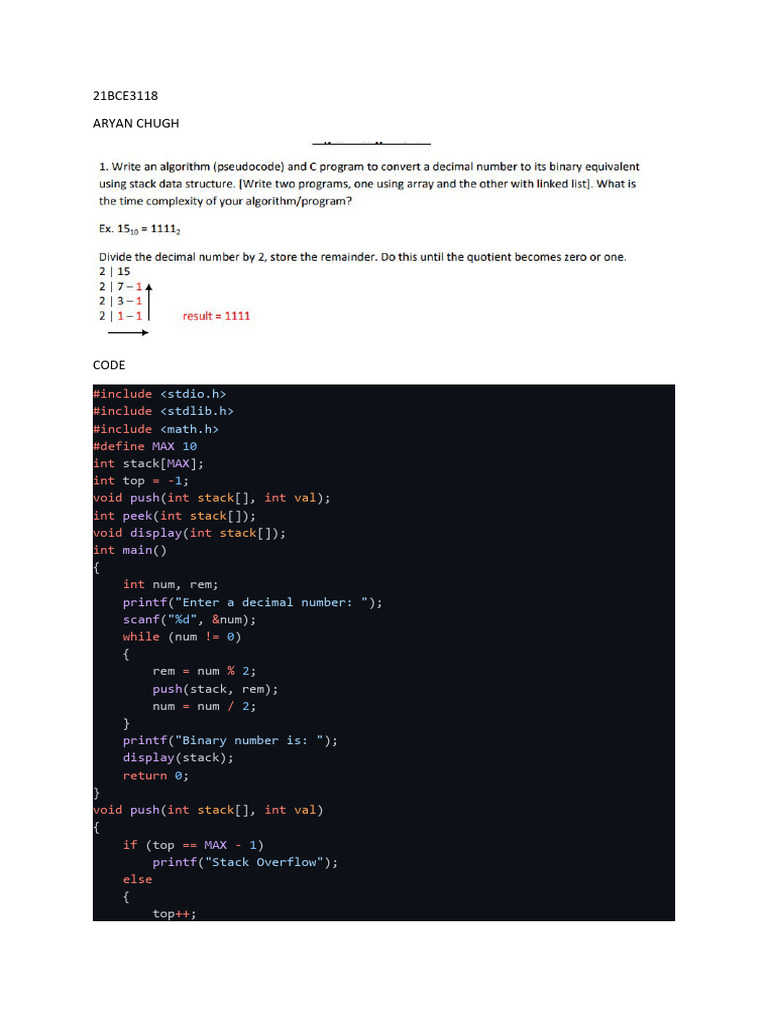 21BCE3118 Aryan Chugh | PDF | Pointer (Computer Programming) | Computer Science