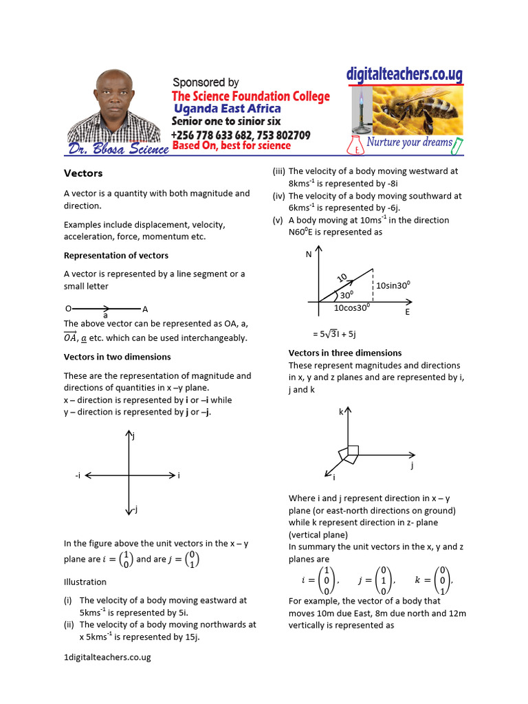 Vectors-A-level-mathematics | PDF | Velocity | Euclidean Vector