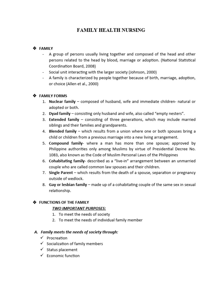 Chapter 6 Family Health Nursing | PDF | Family | Marriage