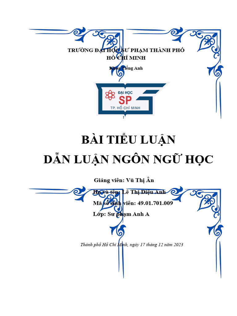 Bài tiểu luận NNHDC | PDF