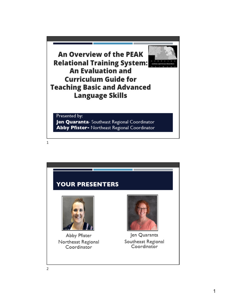 Handouts An Overview of PEAK | PDF | Learning | Principal Component ...