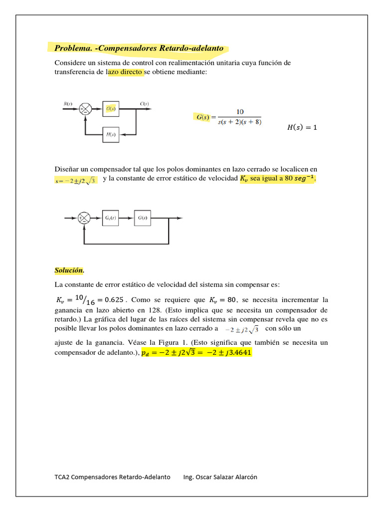 Problema Adelanto Atraso Compensadores | PDF | Matemáticas Aplicadas