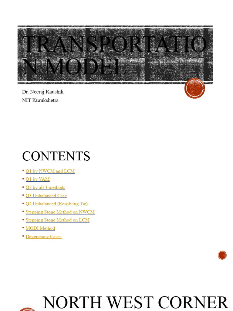 Transportation Model | PDF | Demand | Mathematical Optimization