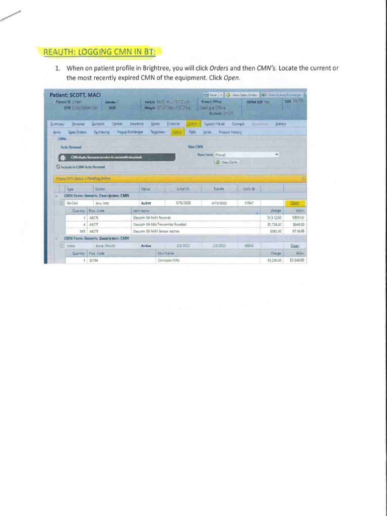 Reauthlogging CMN in BT | PDF