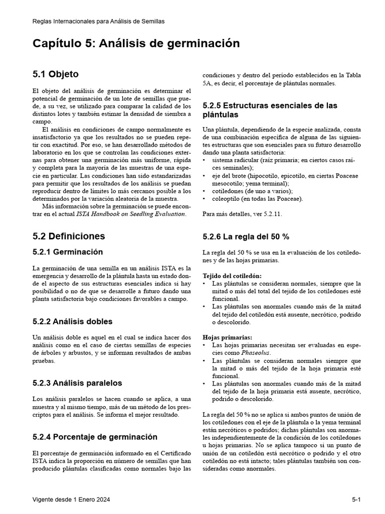Reglas ISTA 2024 para Análisis de Semillas | PDF | Germinación | Semilla