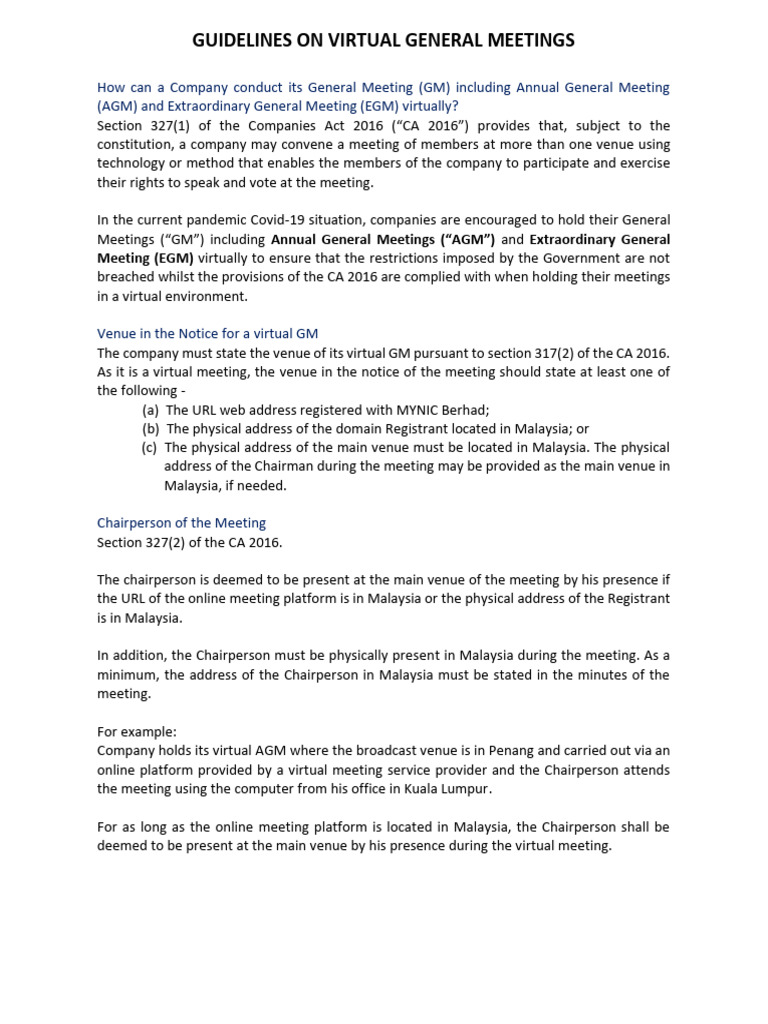 Guidelines On Virtual AGM | PDF | Domain Name | Web Conferencing