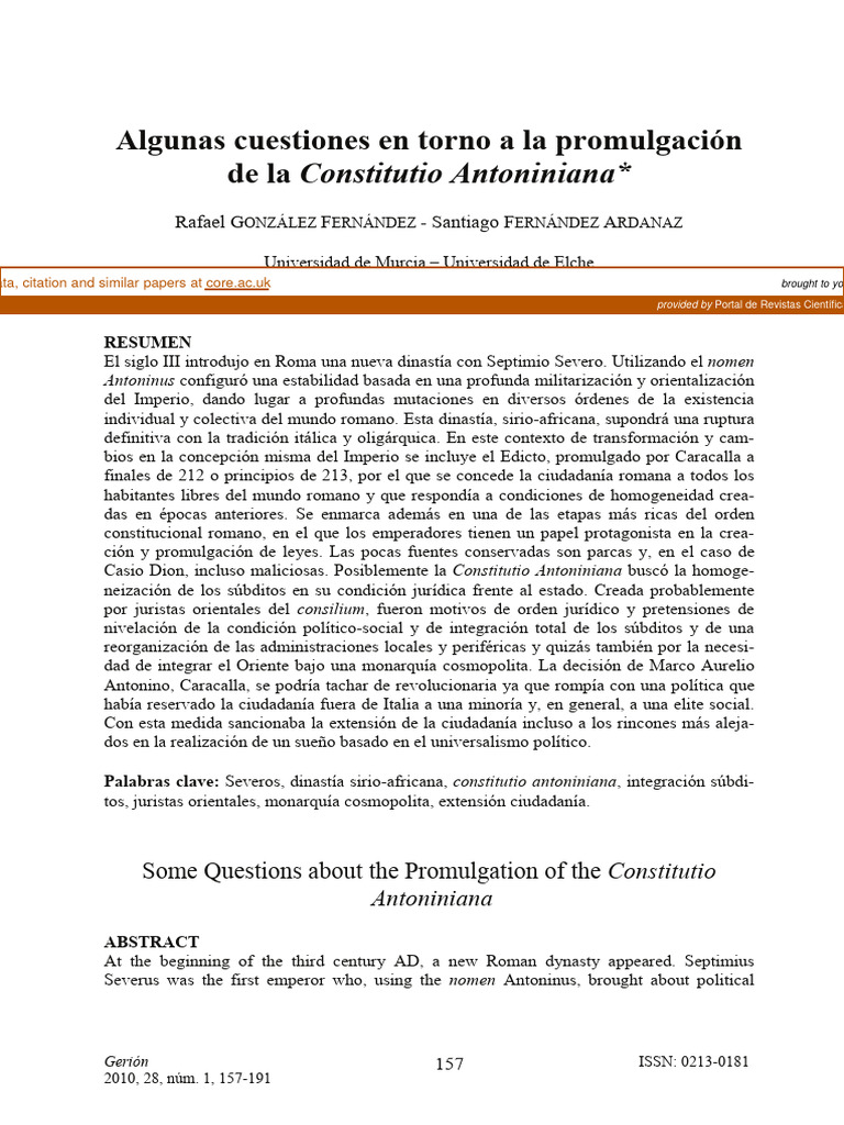 Algunas Cuestiones en Torno A La Promulgación de La Constitutio ...