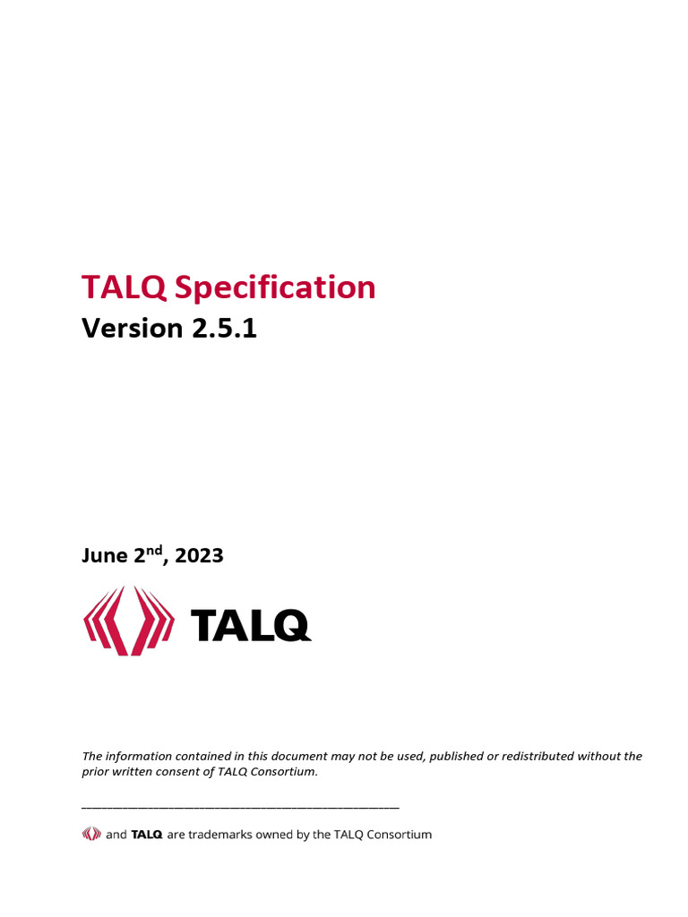 20230602 Approved TALQ Specification Version 2.5.1 (1) | PDF ...