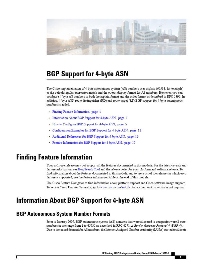 BGP Support For 4-Byte Asn | PDF | Ip Address | Router (Computing)