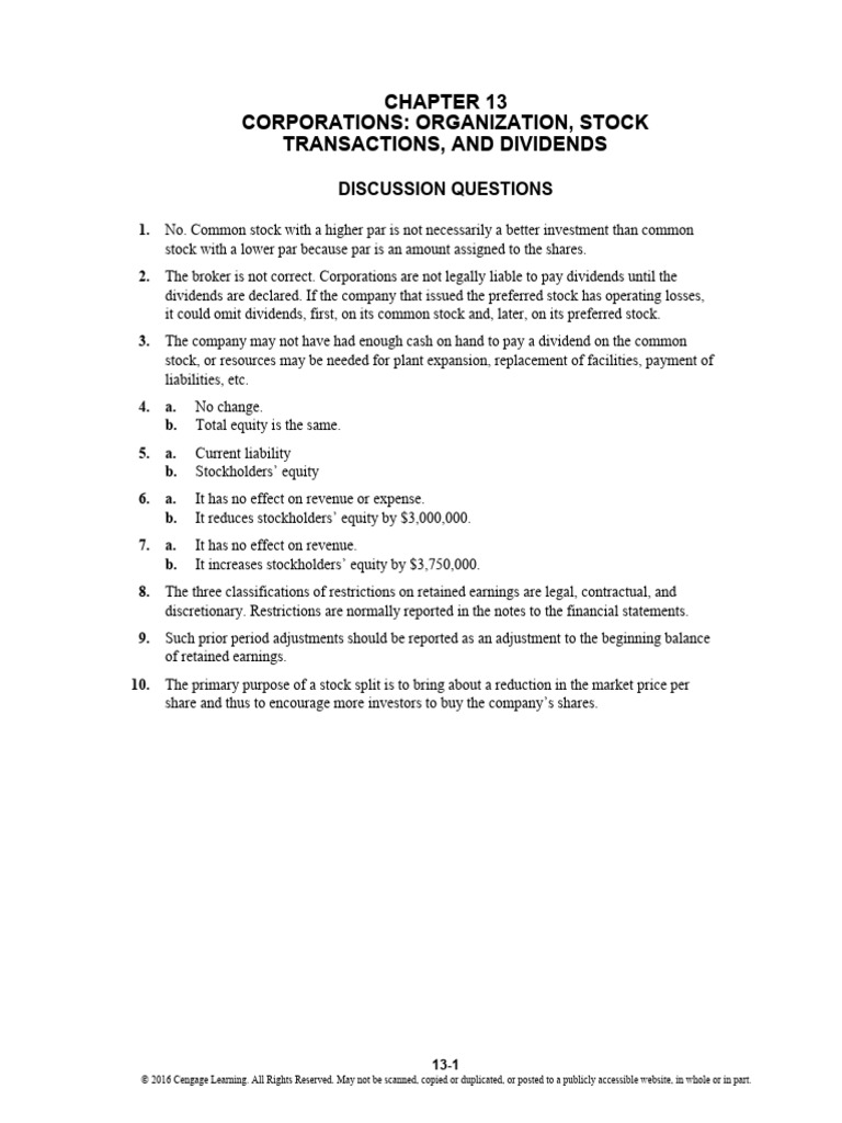 Chapter 13 | PDF | Retained Earnings | Stocks