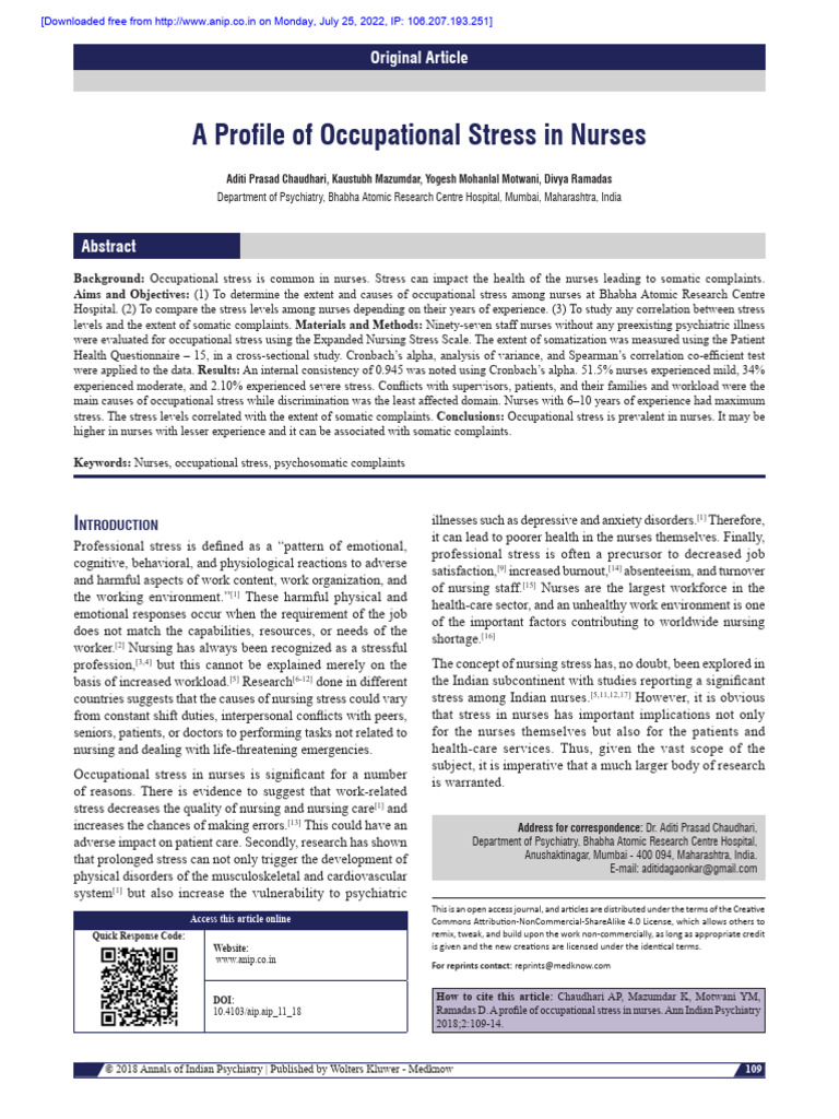 AnnIndianPsychiatry22109-1457551 040255 | PDF | Nursing | Occupational ...