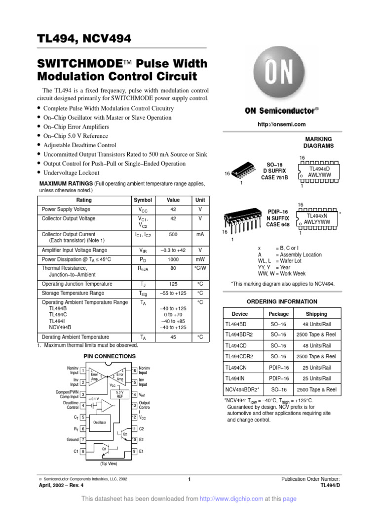343 15194 0 TL494 | PDF | Amplifier | Electronic Oscillator