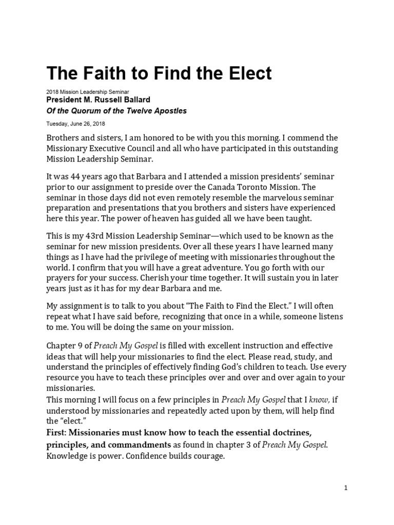 The Faith To Find The Elect MRB | PDF | Christian Movements | Latter ...