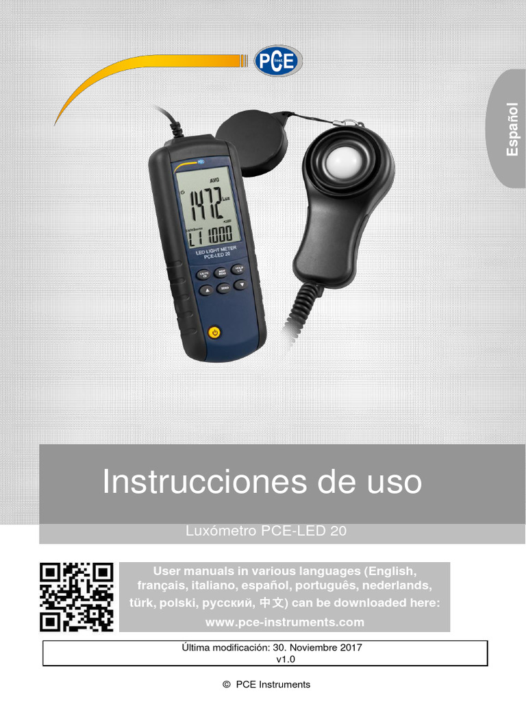 Manual Luxometro Pce Led 20 v1 | PDF | Sensor | Diodo emisor de luz