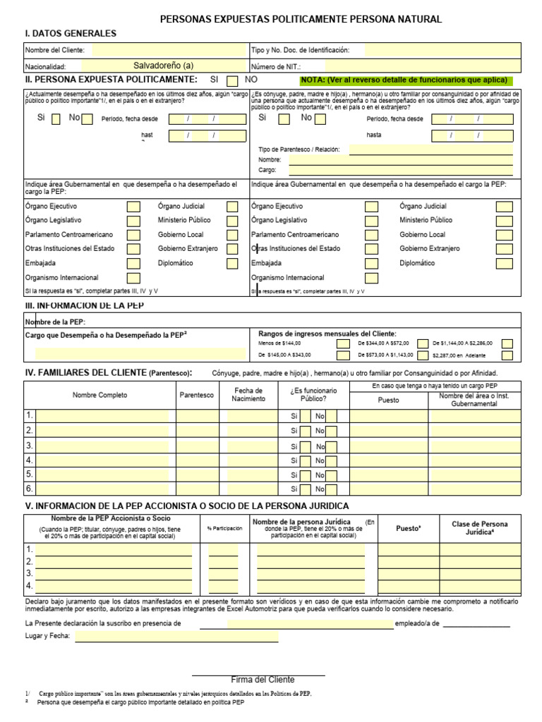 Formulario Pep Excel | PDF | Gobierno