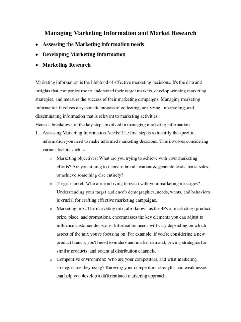 Marketing Info & Research Guide | PDF | Marketing | Marketing Research