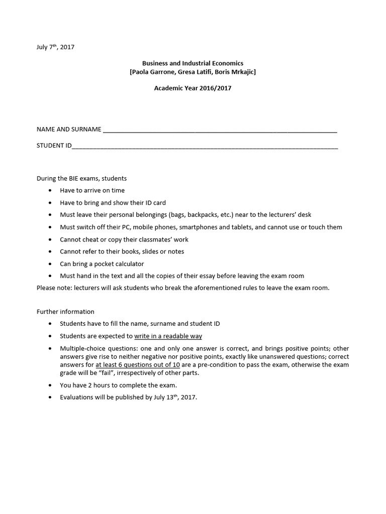 BIE Exam Guidelines and Structure | PDF | State Owned Enterprise ...