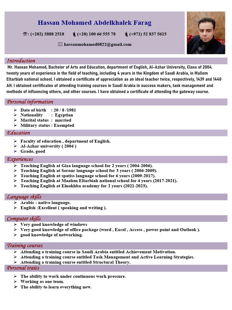 Hassan Abdelkhalek CV | PDF