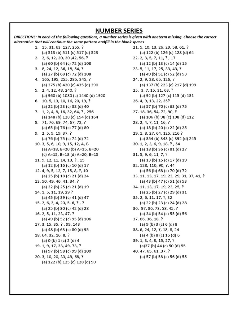 Number Series 1 40Q | PDF