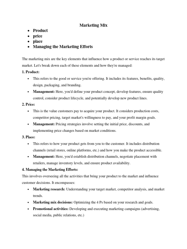 Marketing Mix | PDF | Marketing | Retail