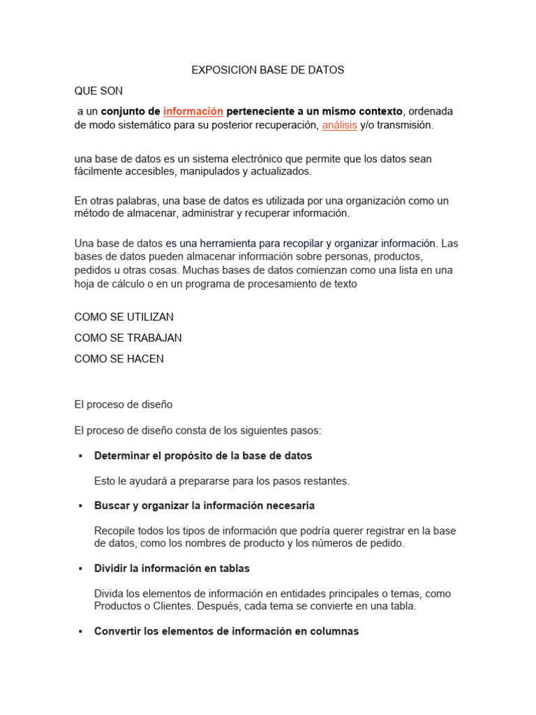 Exposicion Base de Datos | PDF | Mi sql | Bases de datos