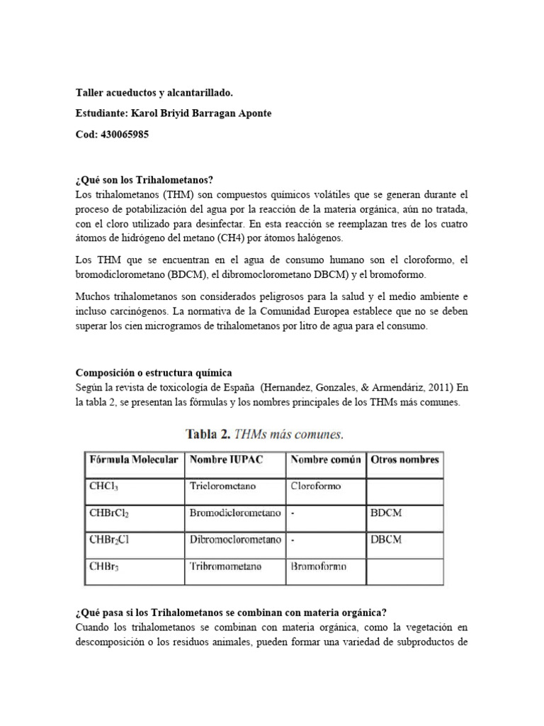 Trihalometanos en Agua Potable: Riesgos y Estudio | PDF | Agua