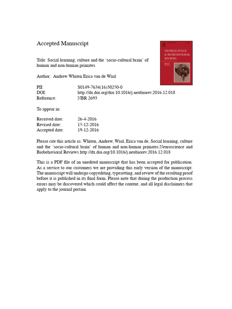 Accepted Manuscript | PDF | Imitation | Intelligence