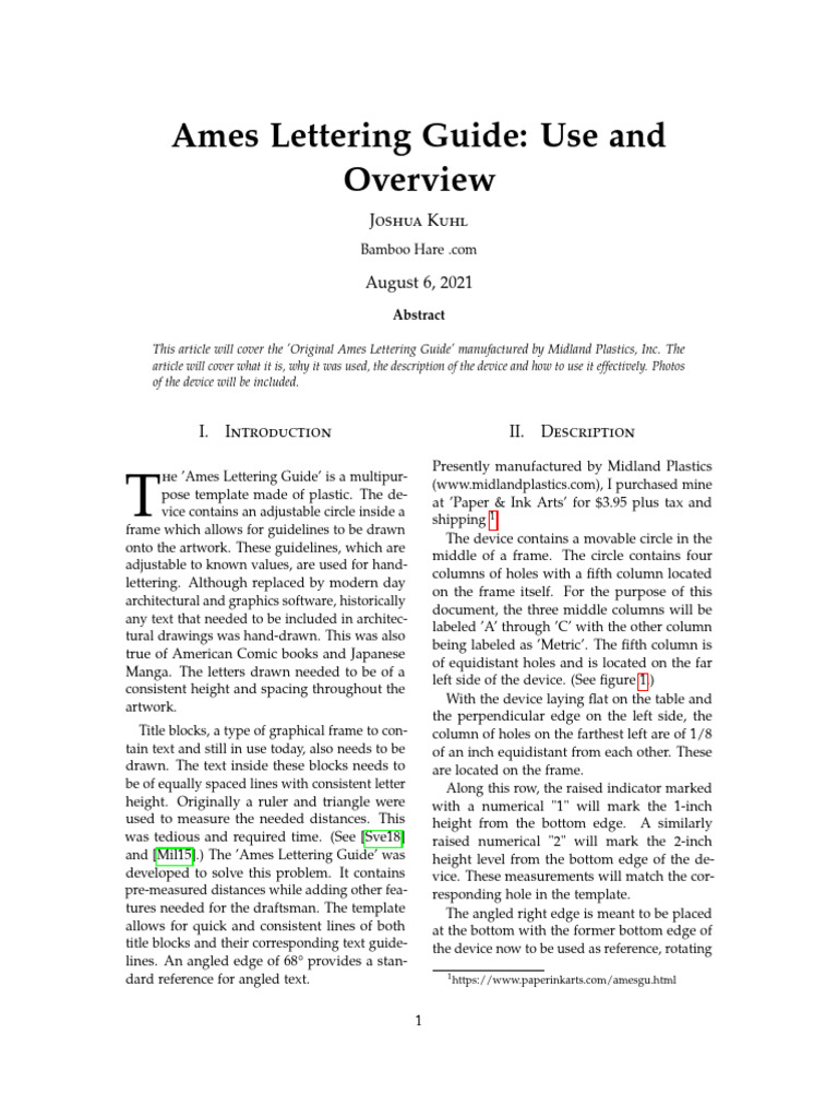 Ames Lettering Guide Essay | PDF