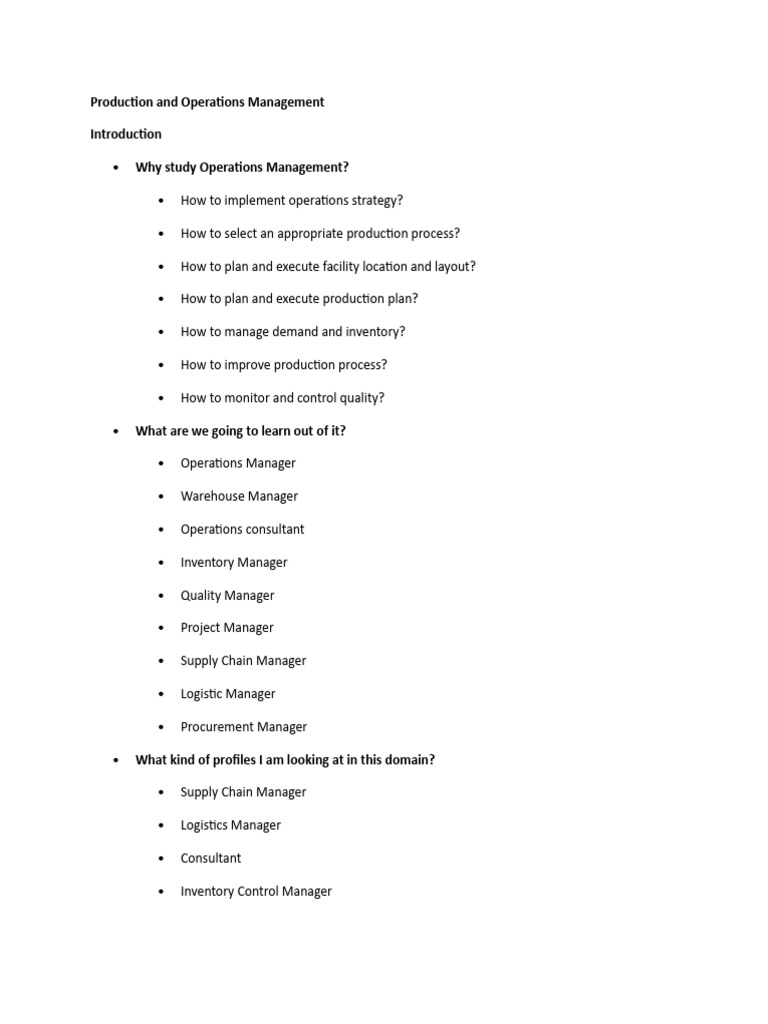 Production and Operations Management | PDF | Operations Management ...
