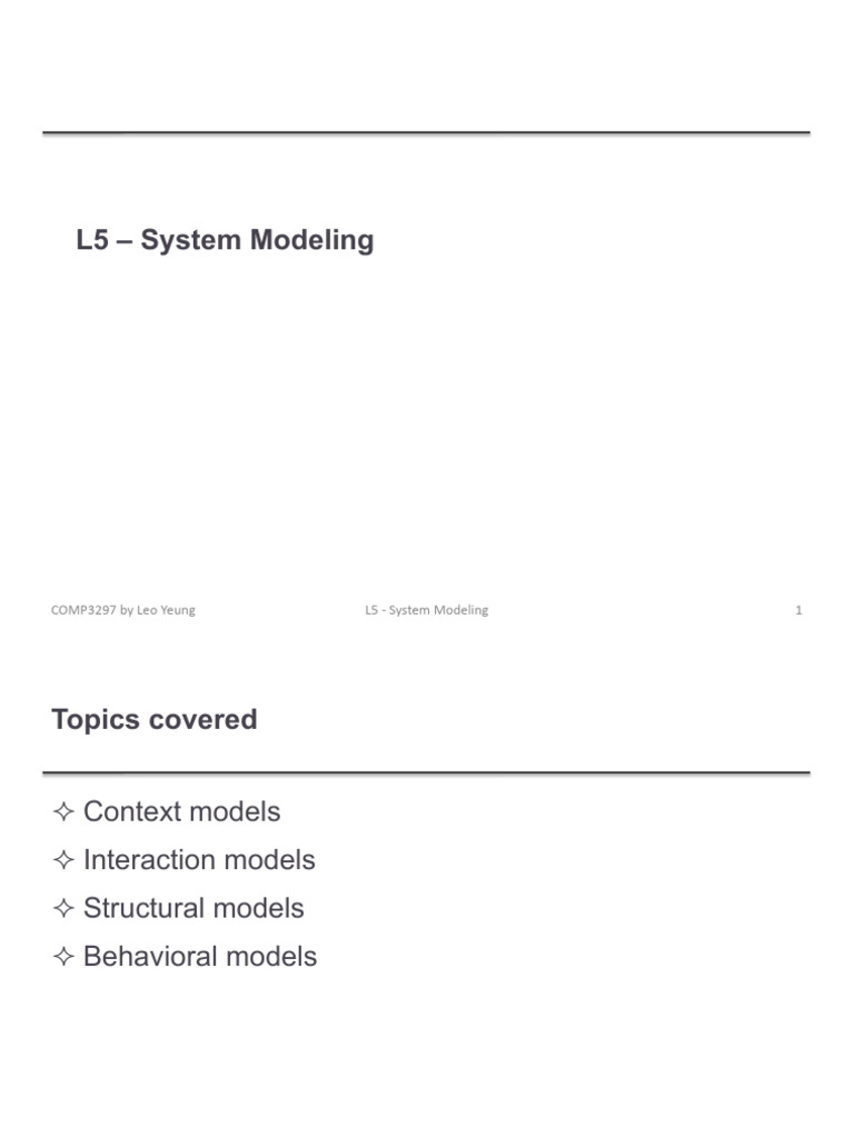 L5a - System Modeling v1 | PDF | Use Case | Unified Modeling Language