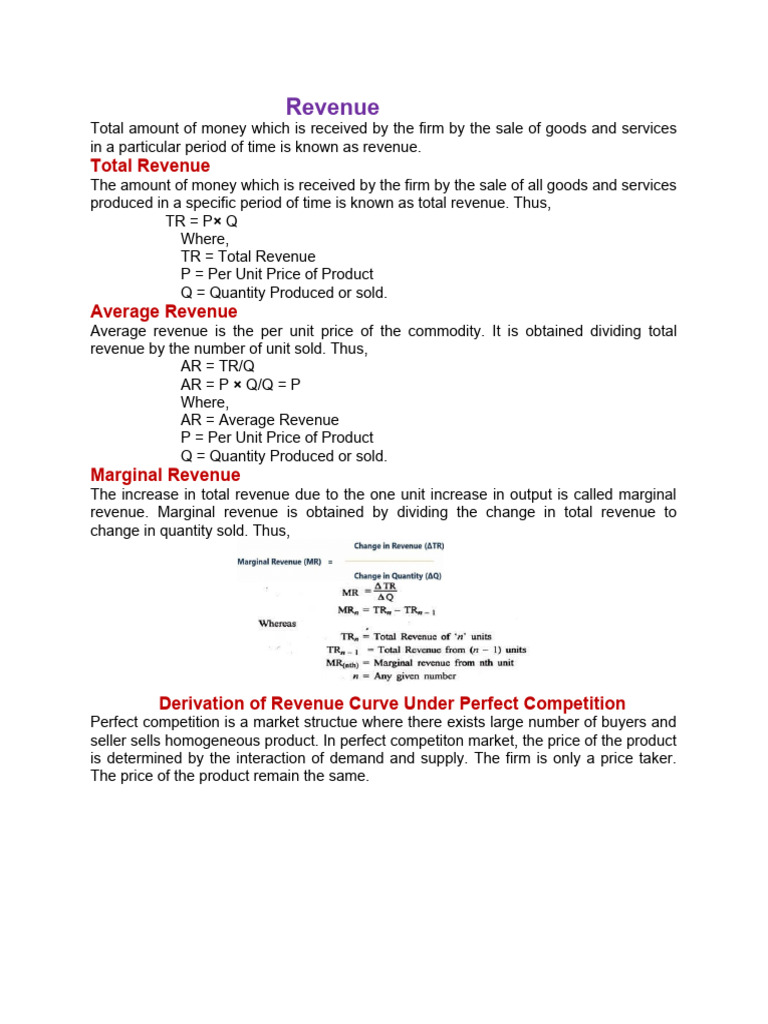 Unit IV Revenue Curvs | PDF | Perfect Competition | Demand