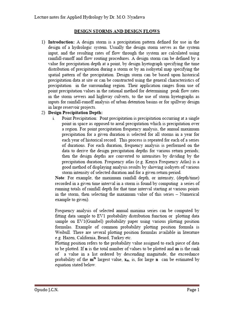 4 Design Storms | PDF | Flood | Discharge (Hydrology)