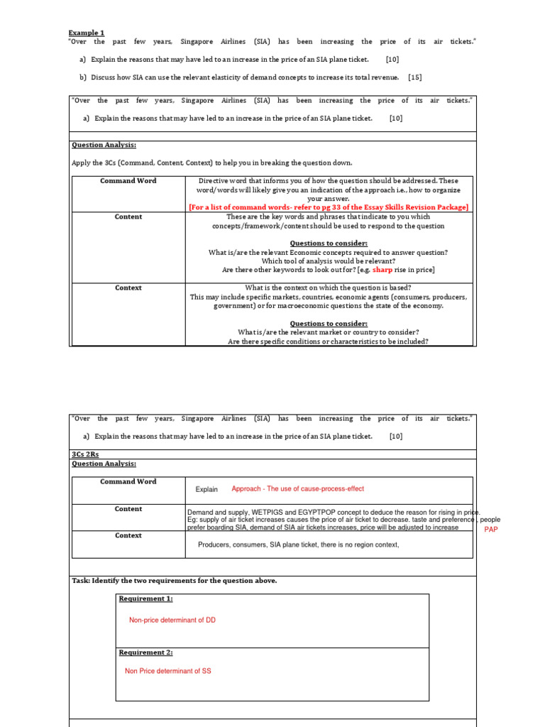 Lesson Package For Lesson 1 - Essay Question Analysis 3C2Rs Paragraph ...