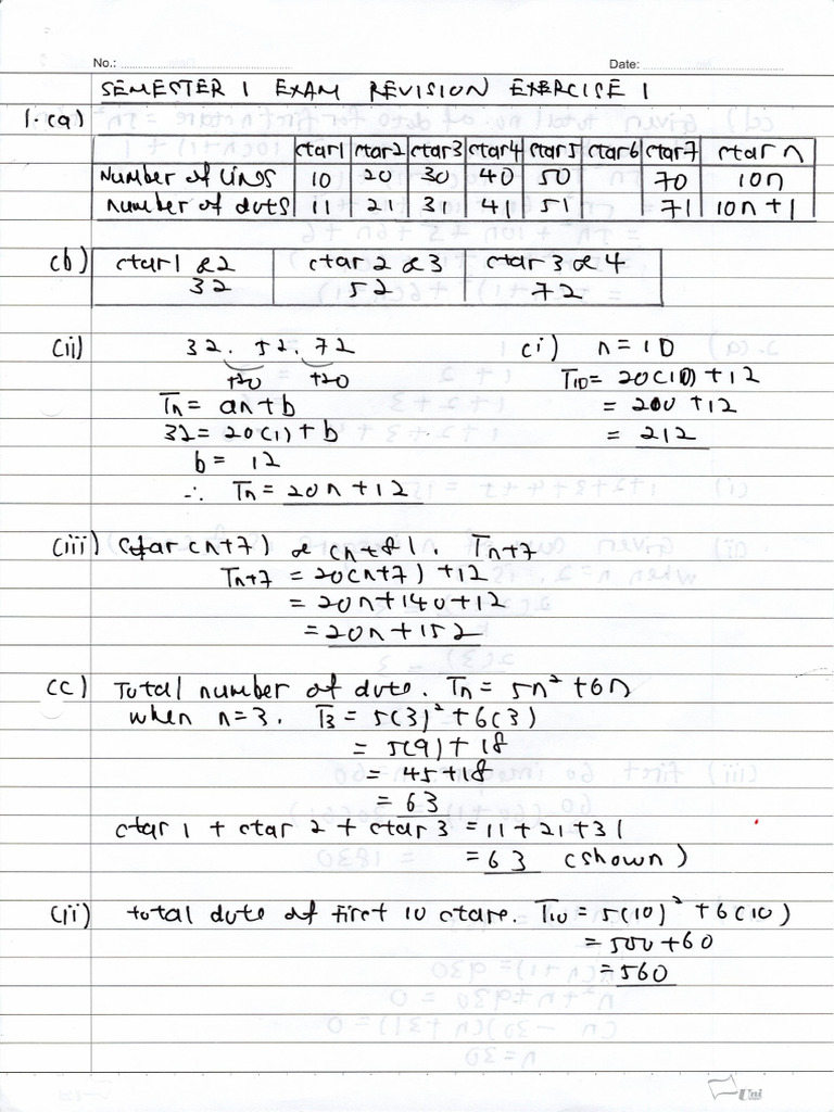 Semester 1 Examination Revision Exercise 1 | PDF